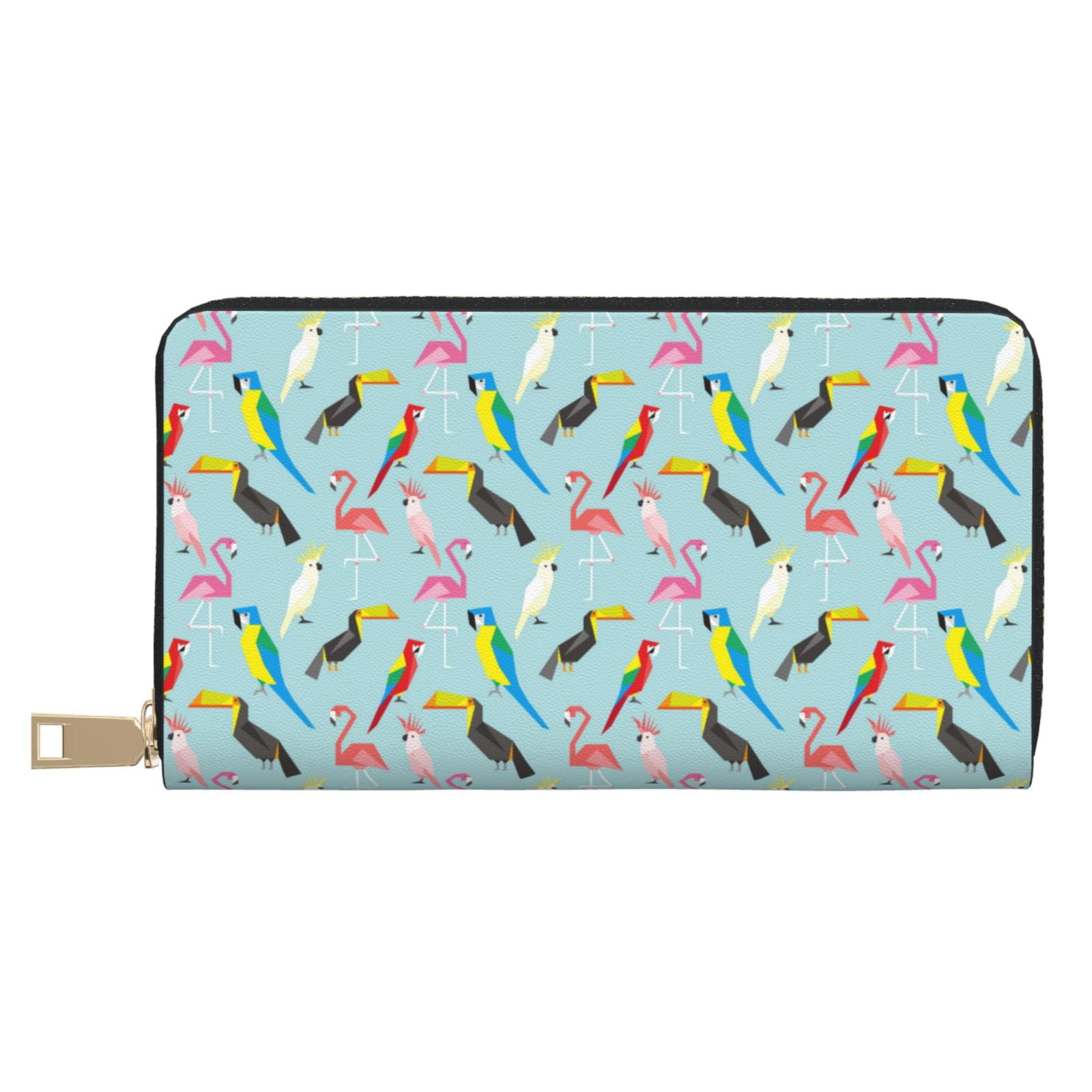 Geometric Parrot Toucan Flamingo Wallet Women, Leather Bifold Multi ...