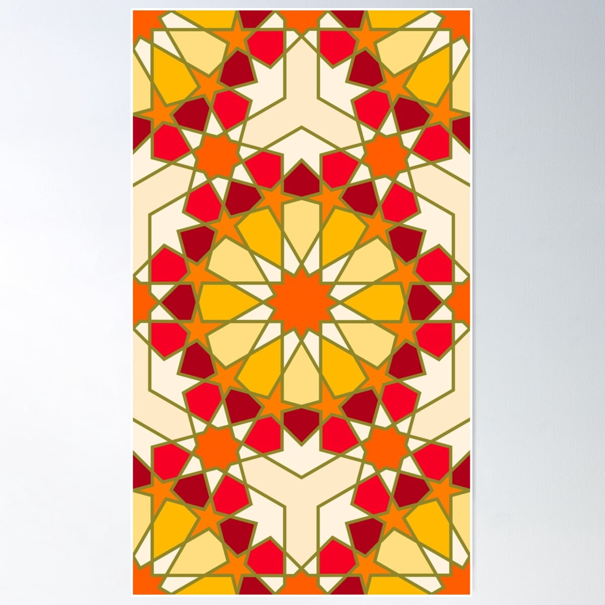 Geometric Pattern: Arabic Tiles: Sunset Poster Wall Art, Modern Wall ...