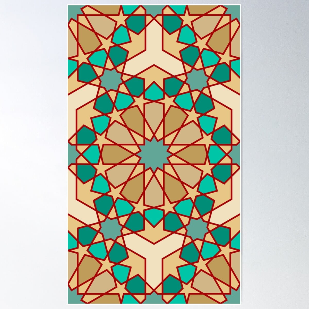 Geometric Pattern: Arabic Tiles: Turquoise Poster Wall Art, Modern Wall ...