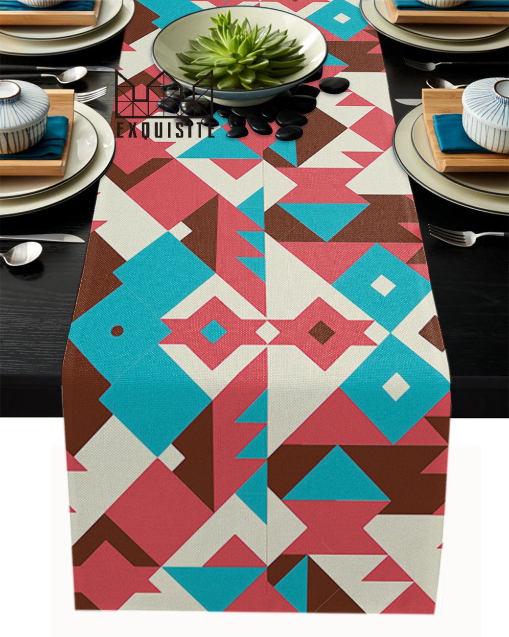 Geometric Pattern Dense Table Runner ration Home r Dinner Table ration ...