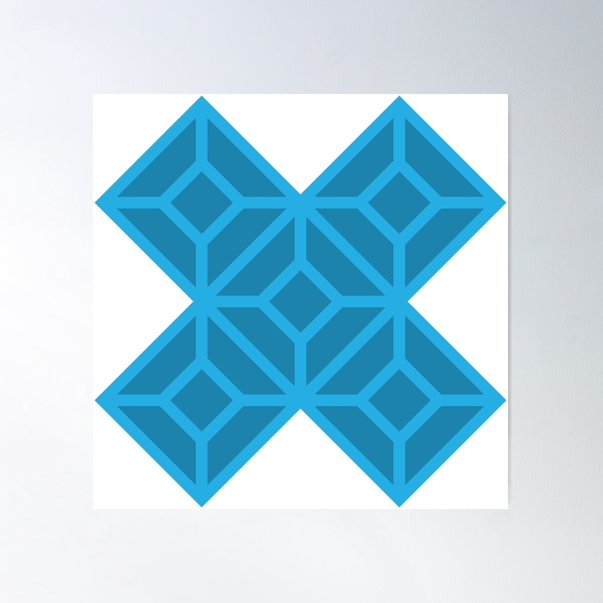 Geometric Pattern: Diamond Tile: Dark Blue Poster Wall Art, Modern Wall ...