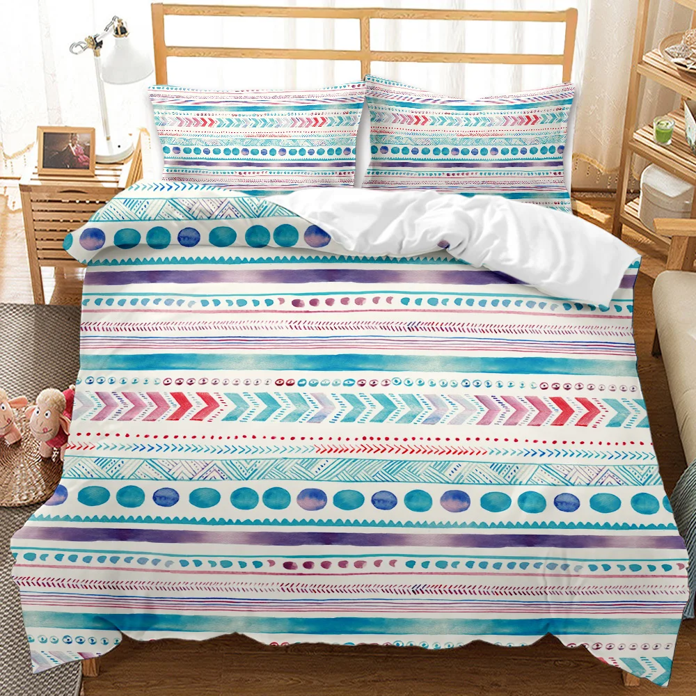 Geometric Pattern Duvet Cover Modern Circled Wavy Like Blue White ...