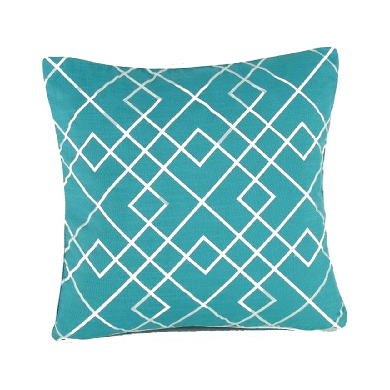 Geometric Pattern Fabric Accent Pillow, Blue and White - Saltoro Sherpi ...