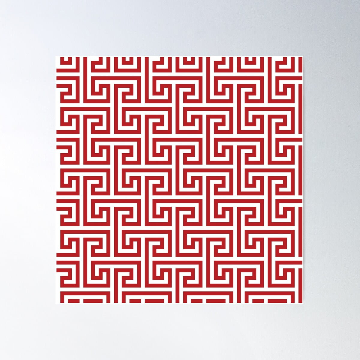 Geometric Pattern: Key Bridge Interlock Negative: Red Poster Wall Art ...