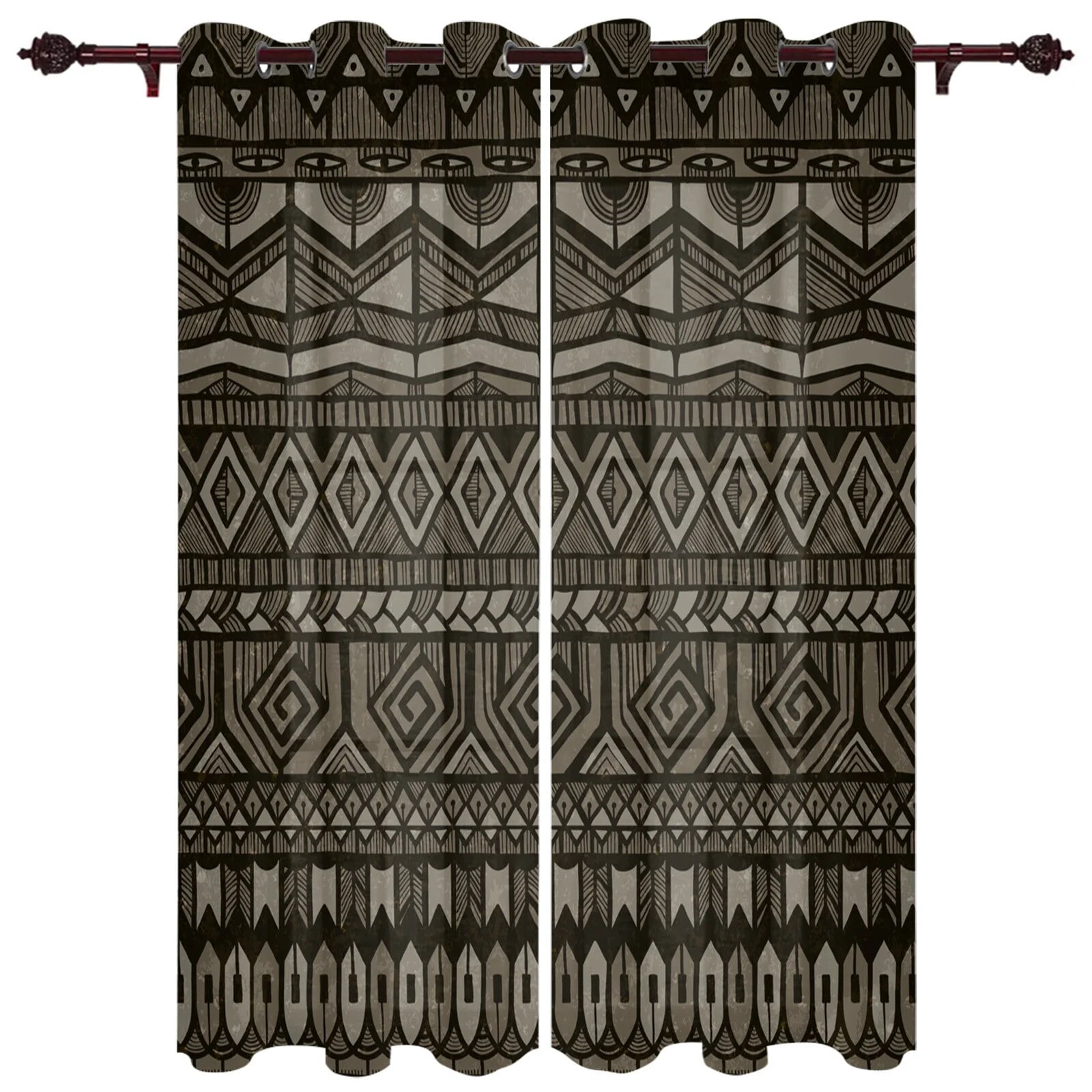 Geometric Pattern Lines Retro Large Curtains For Living Dining Modern ...