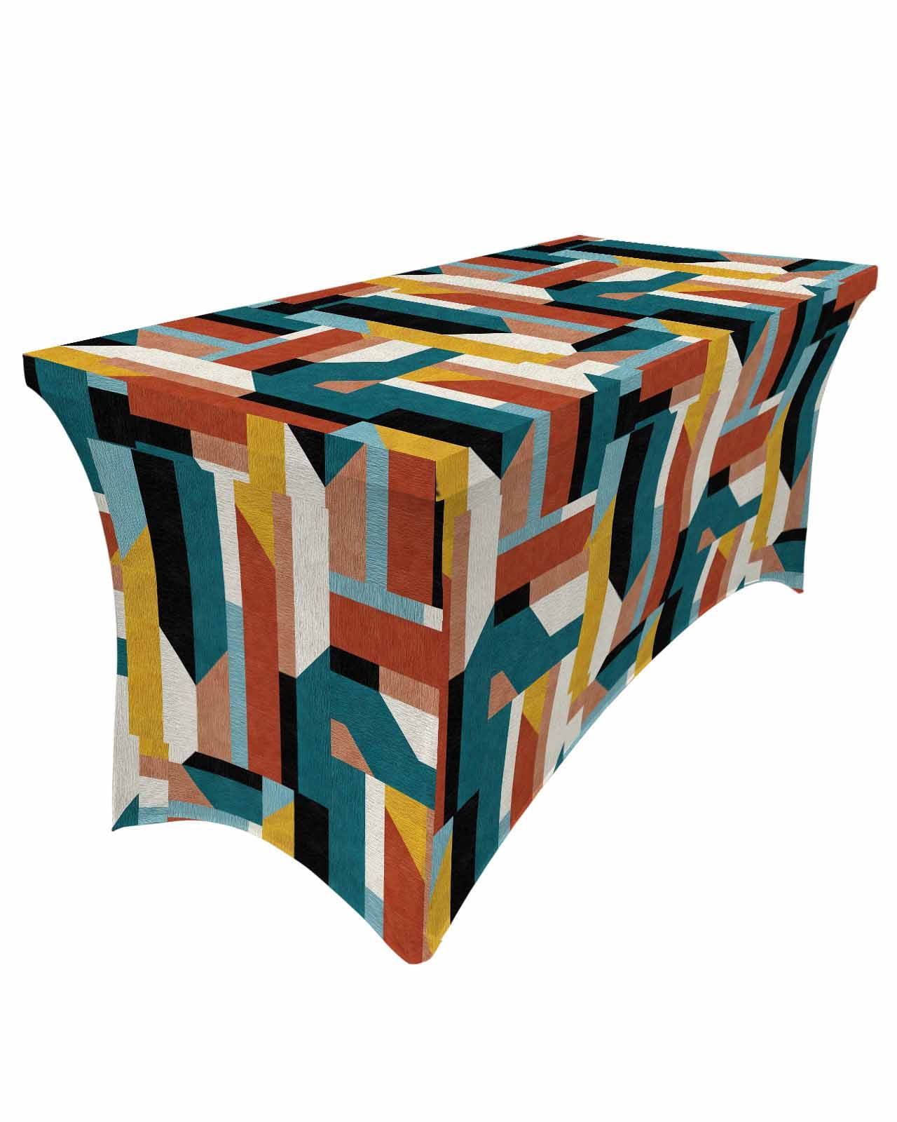 Geometric Pattern Rectangular Elastic Table Skirt Wedding Hotel Table ...