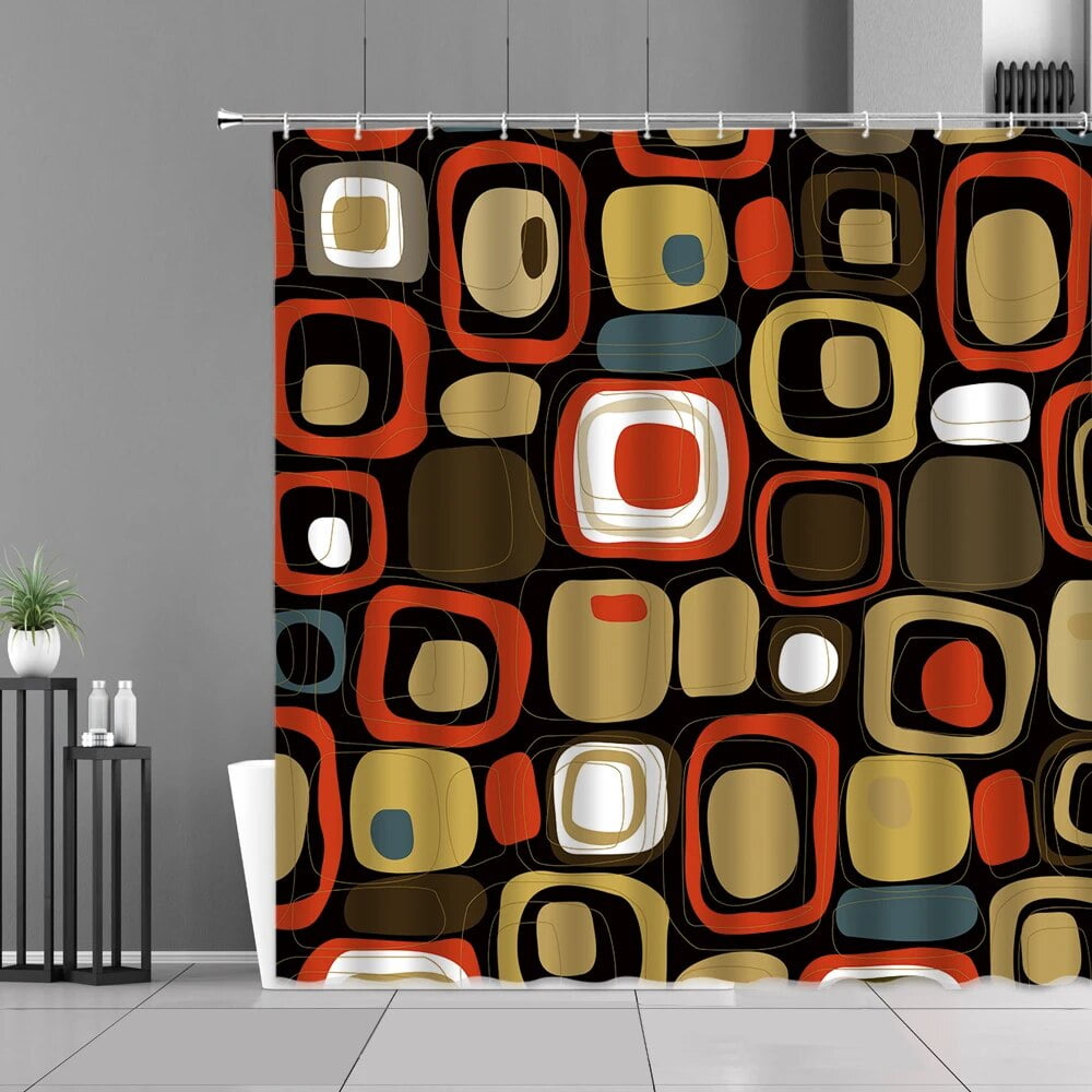 Geometric Pattern Shower Curtains Striped Plaid Round Color Design ...