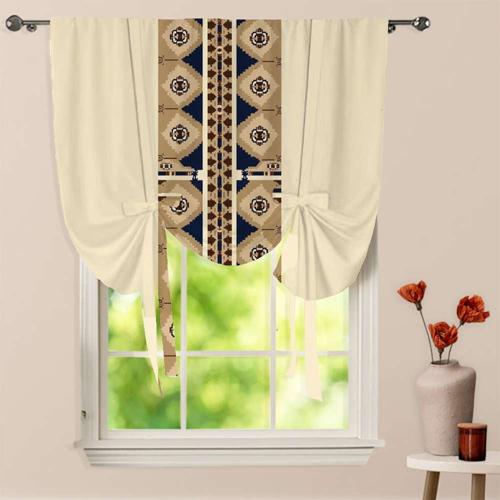 Geometric Pattern With Repeating Motifs Window Curtain for Living Room ...
