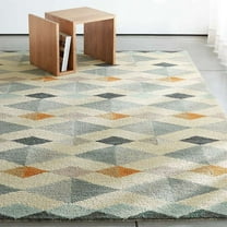 ALEF HOME Geometric Rug, Nonslip Art Deco Tufted Multicolor Blue Grid ...