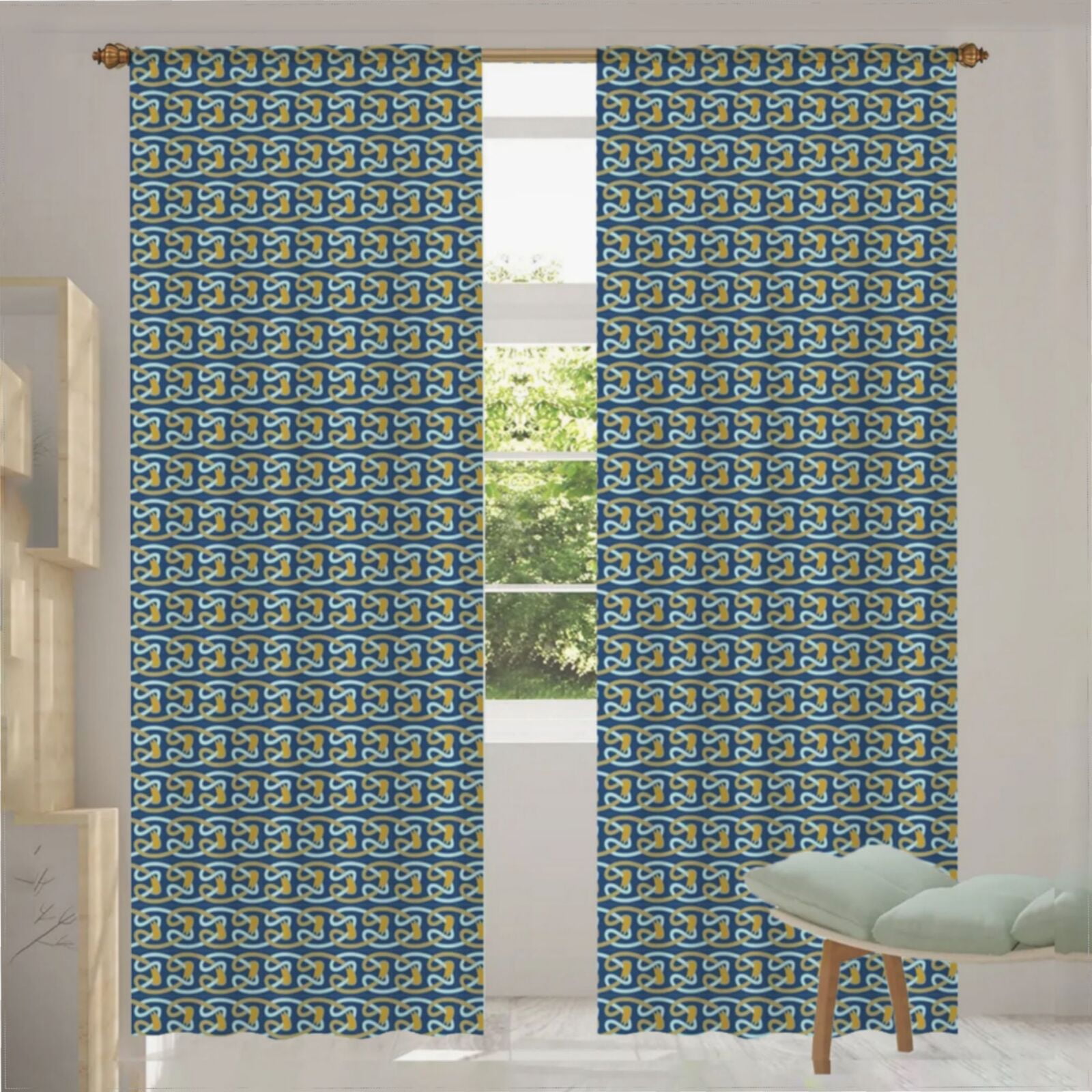 Geometric Patterns 8 Curtains for Living Room Bedroom Decor Transparent ...
