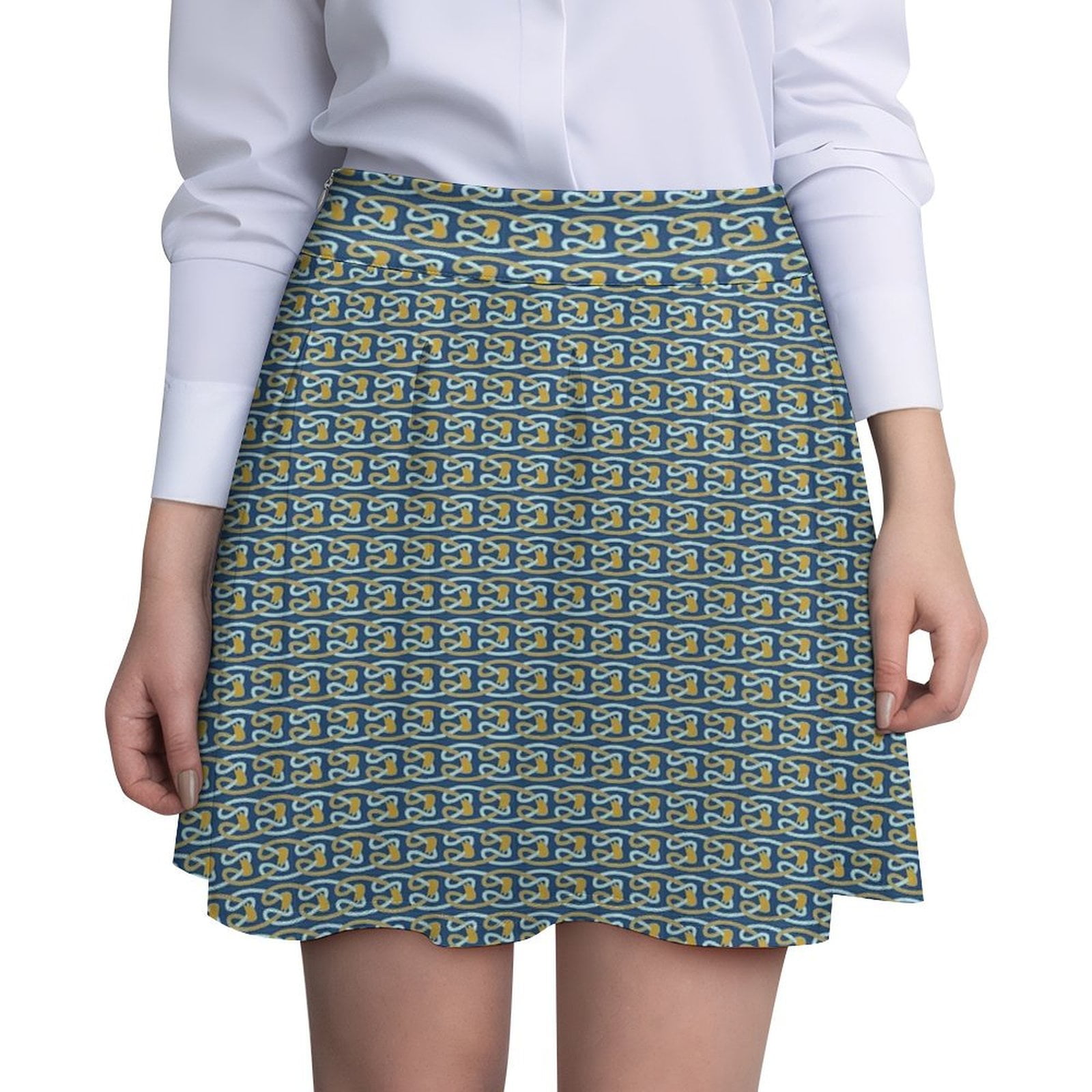 Geometric Patterns 8 Women's Casual Mini Skirt Invisible Zipper Summer Skirts High Waist Short ...