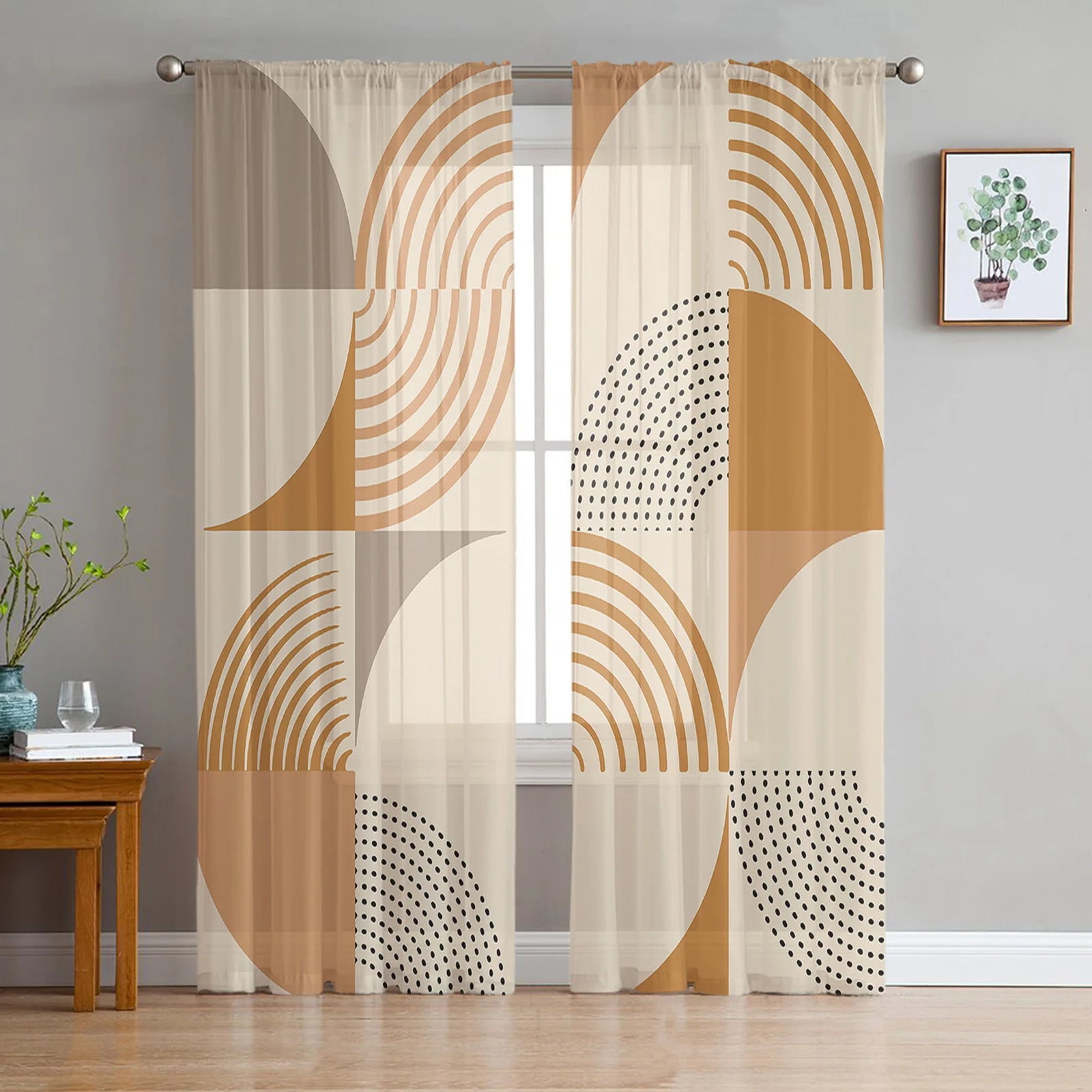 Geometric Patterns Tulle Curtains For Living Room Sheer Curtain Bedroom ...