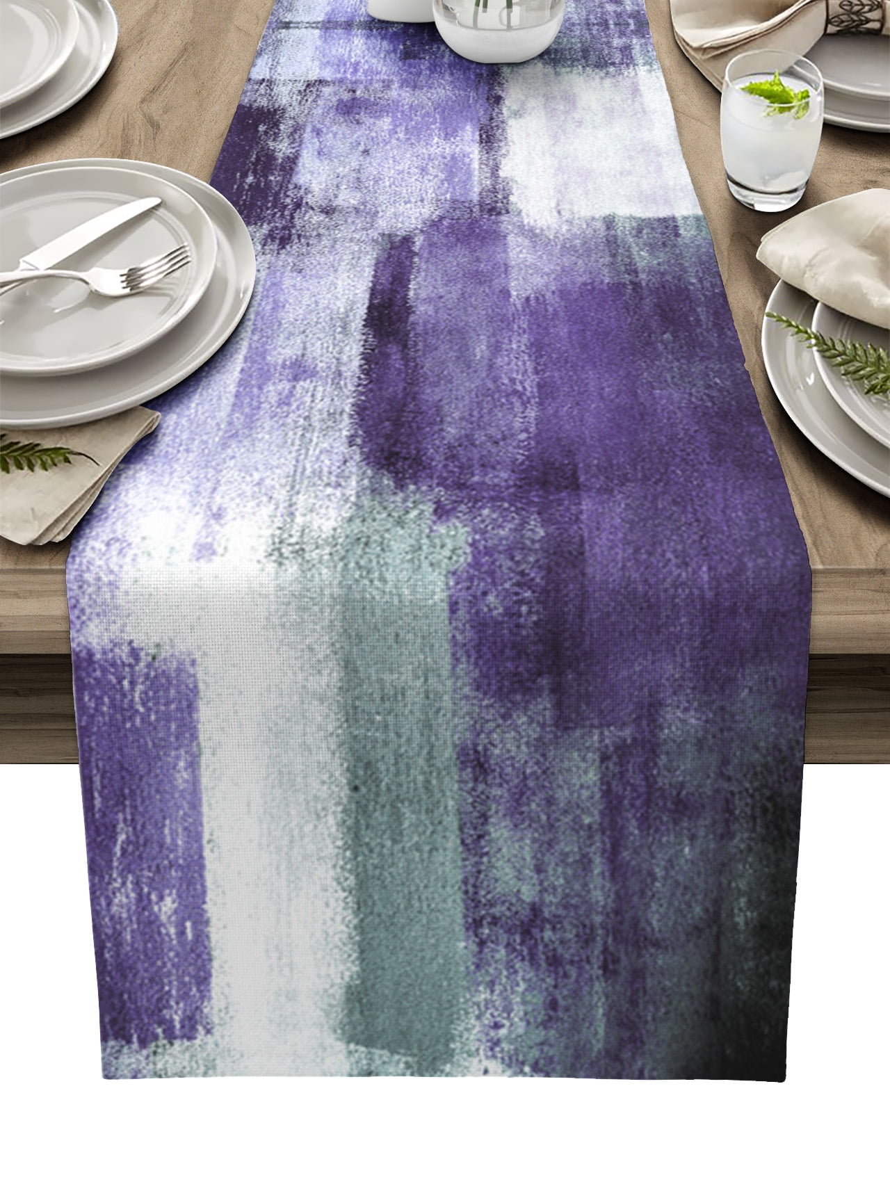 Geometric Pink Gray Gradient Triangle Linen Cotton Table Runner Wedding ...