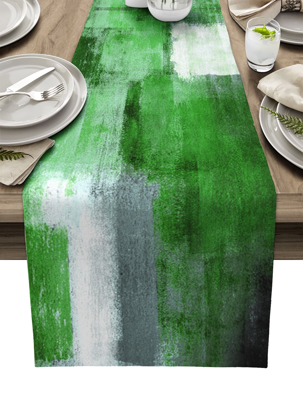 Geometric Pink Gray Gradient Triangle Linen Cotton Table Runner Wedding ...