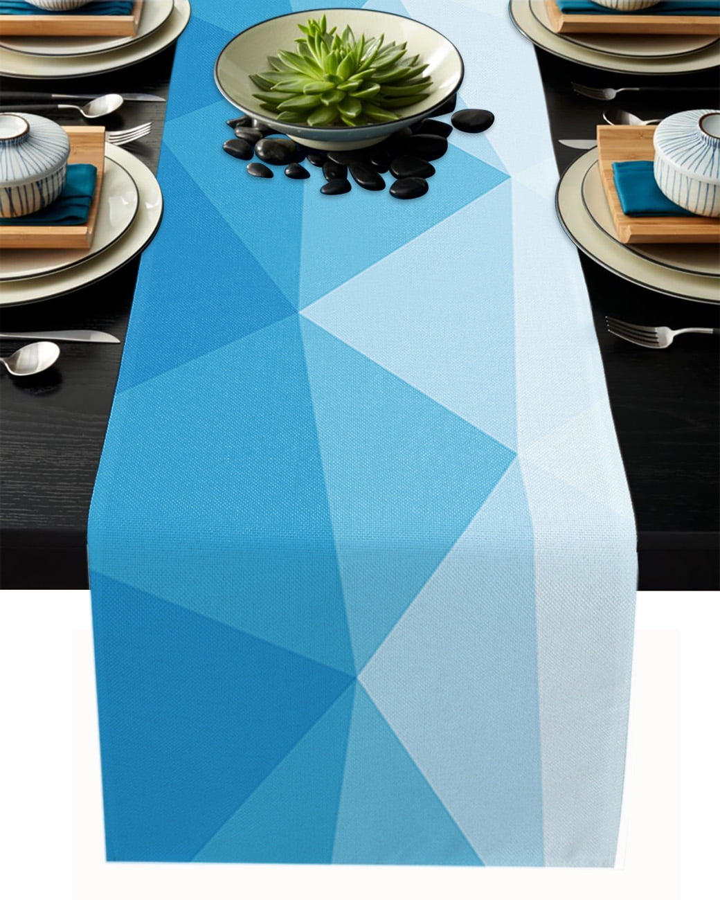 Geometric Pink Gray Gradient Triangle Linen Cotton Table Runner Wedding ...