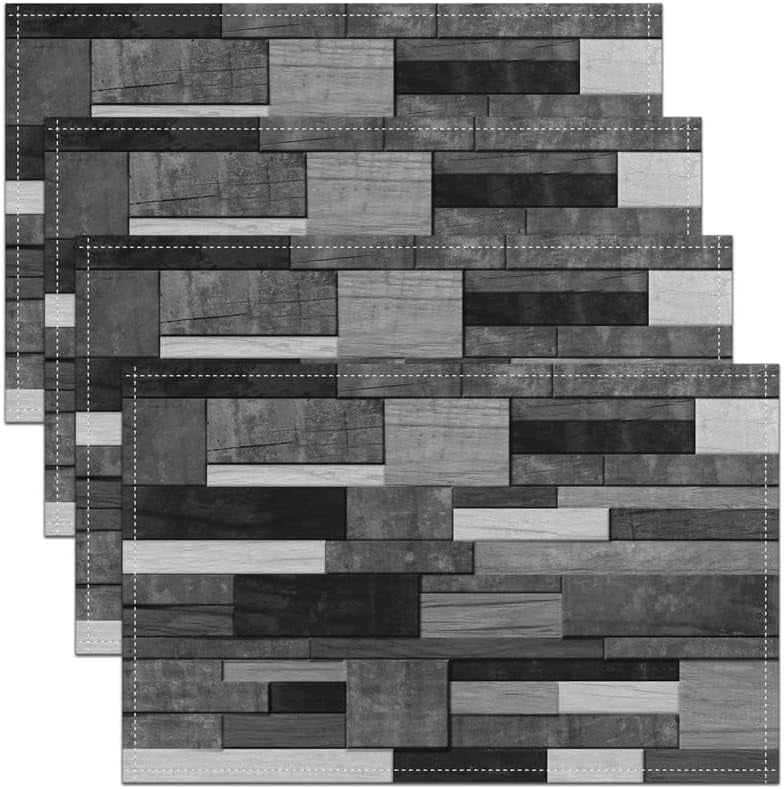 Geometric Placemats 12"x18", Modern Abstract Art White Grey Black ...