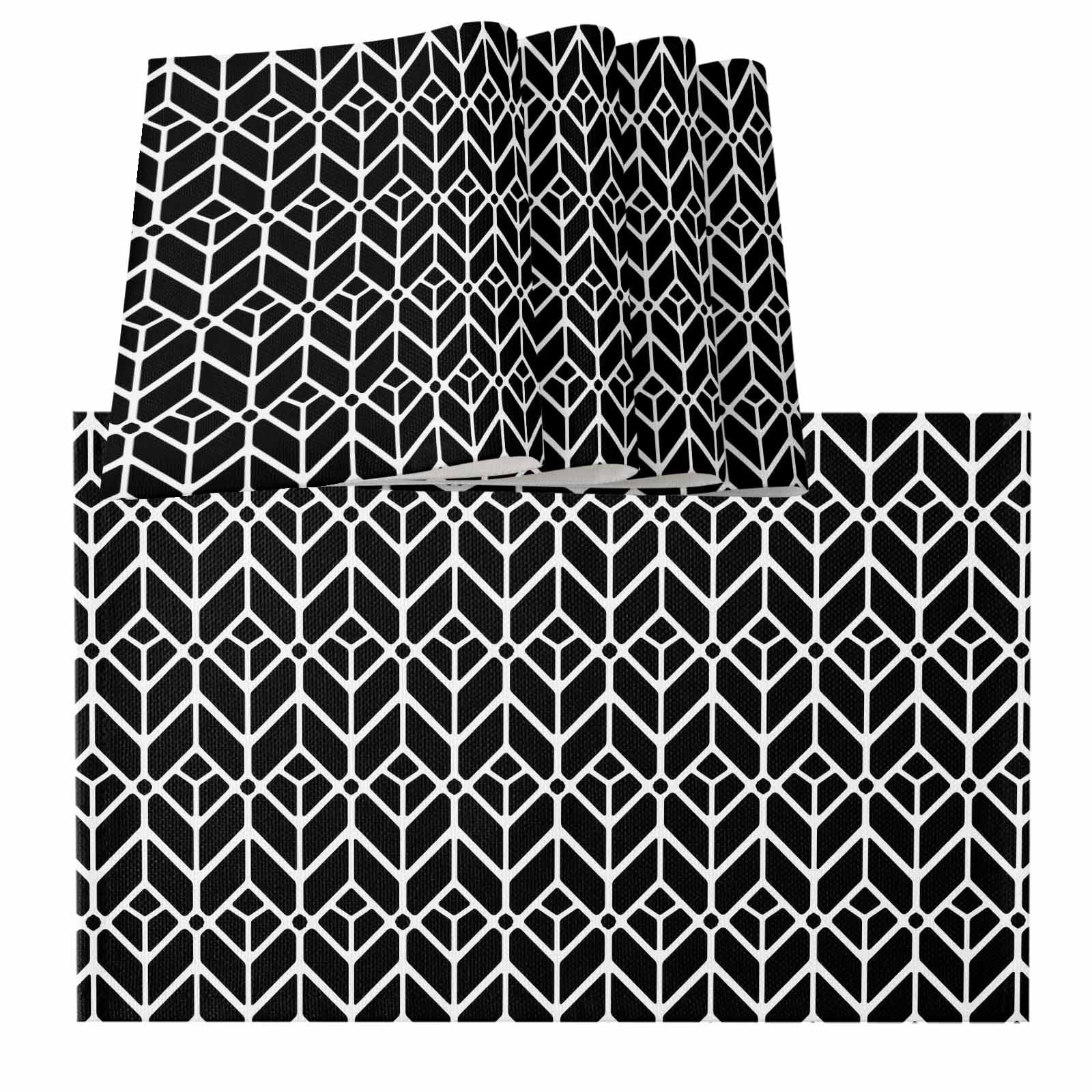 Geometric Placemats for Dinning Table Set of 6, Modern Abstract Lines ...