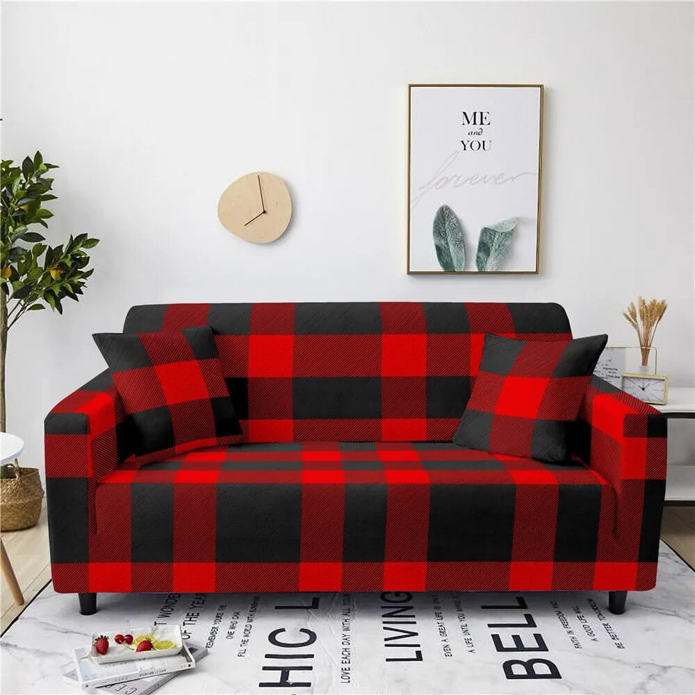 Geometric Plaid Stretch Sofa Cover Elastic Sectional Slipcovers for ...