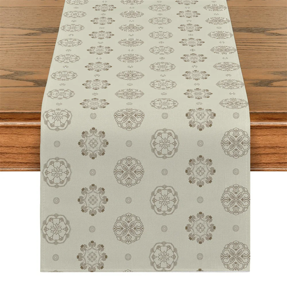 Geometric Plant Table Runner Pattern Table Flag Symmetrical Flower ...
