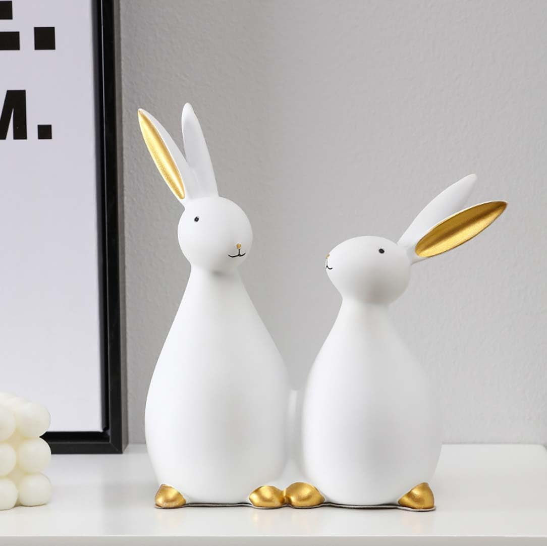 Geometric Polyresin Rabbit Statue Set - Royal Artsy Handicraft, Modern ...