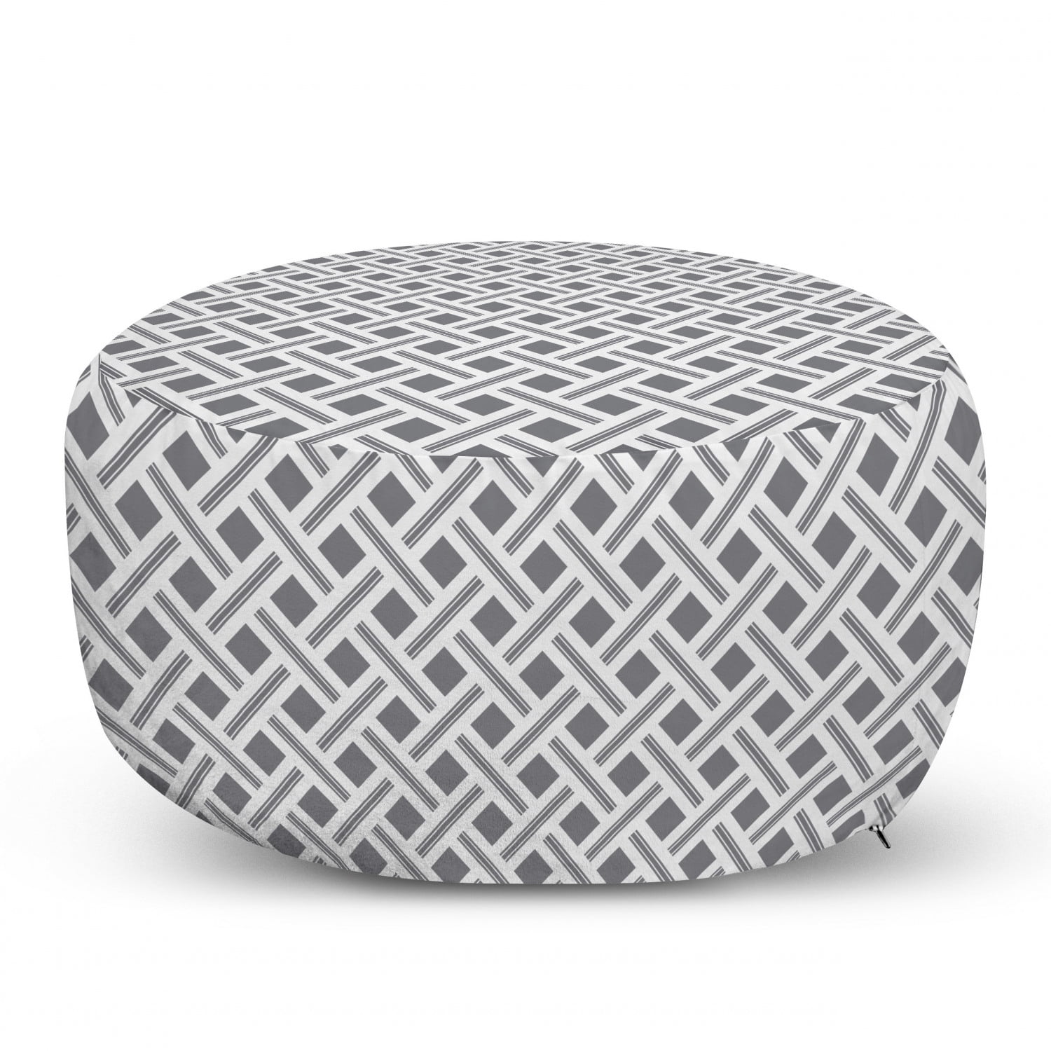 Geometric Pouf Cover with Zipper, Abstract Diamond Square Shapes ...