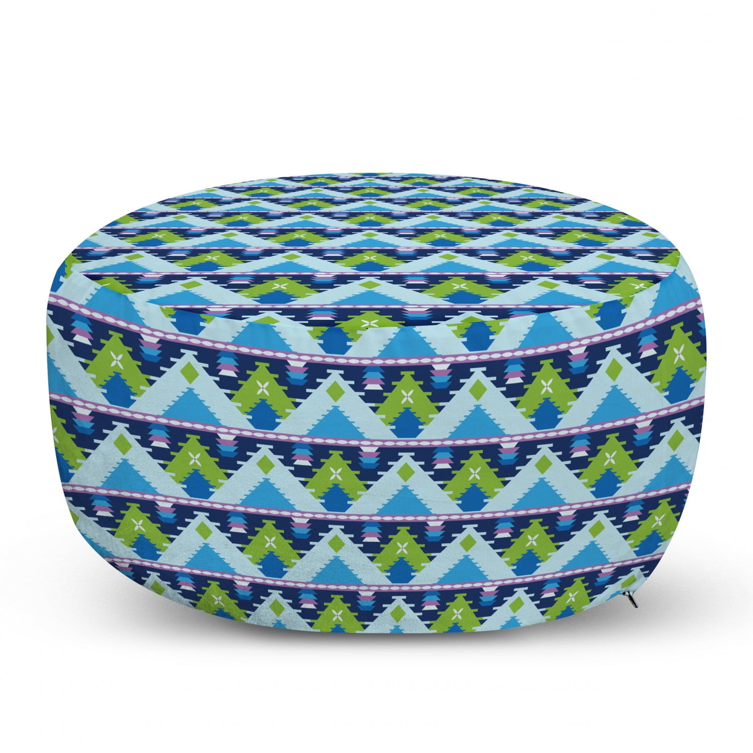 Geometric Pouf Cover with Zipper, African Ethnic Motifs Squares and ...