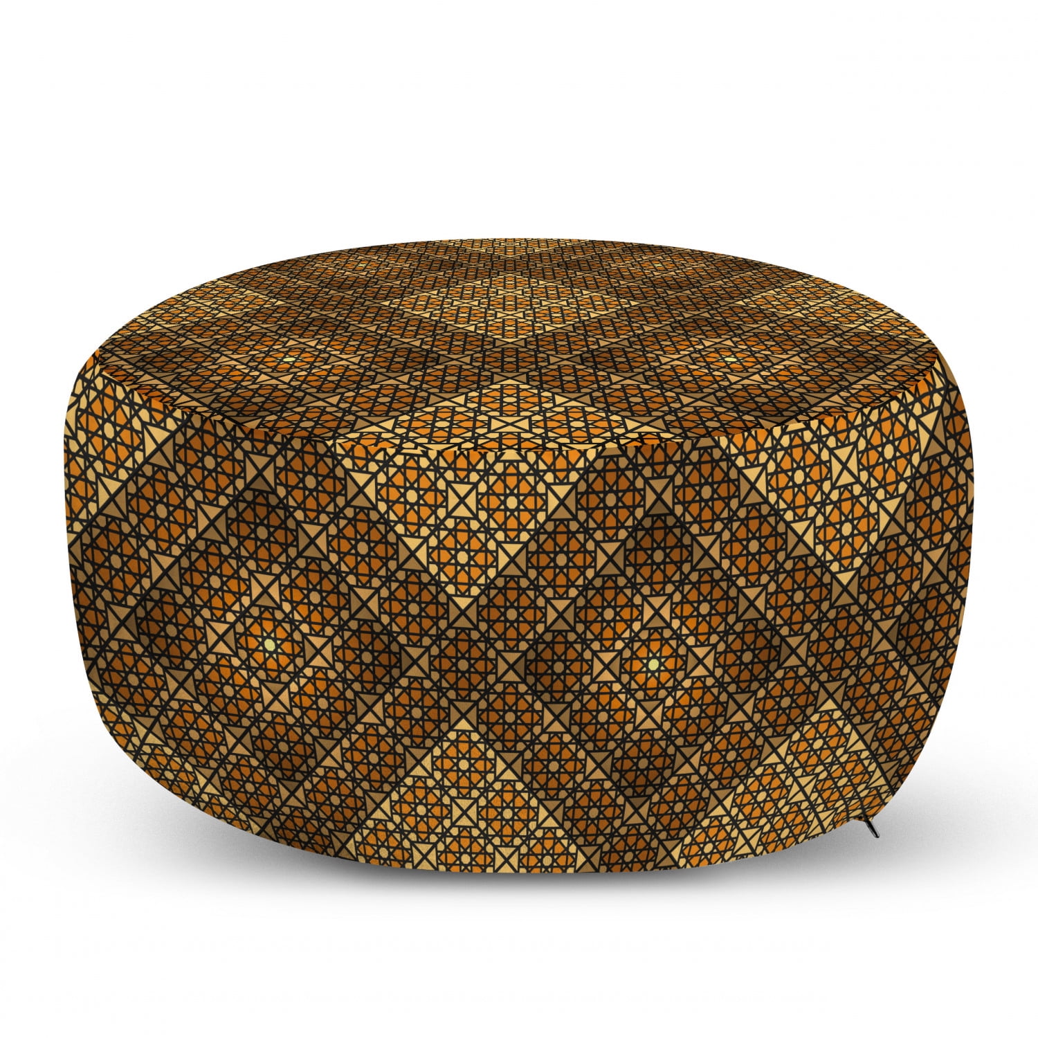 Geometric Pouf Cover with Zipper, Ethnic Mosaic Patterns with Stars ...