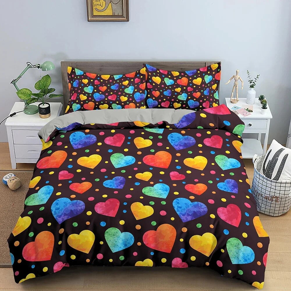 Geometric Printed Bedding Set Colorful Stripe Duvet Cover For Kids ...