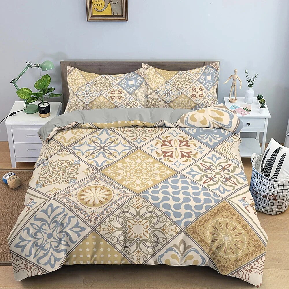 Geometric Printed Bedding Set Colorful Stripe Duvet Cover For Kids ...