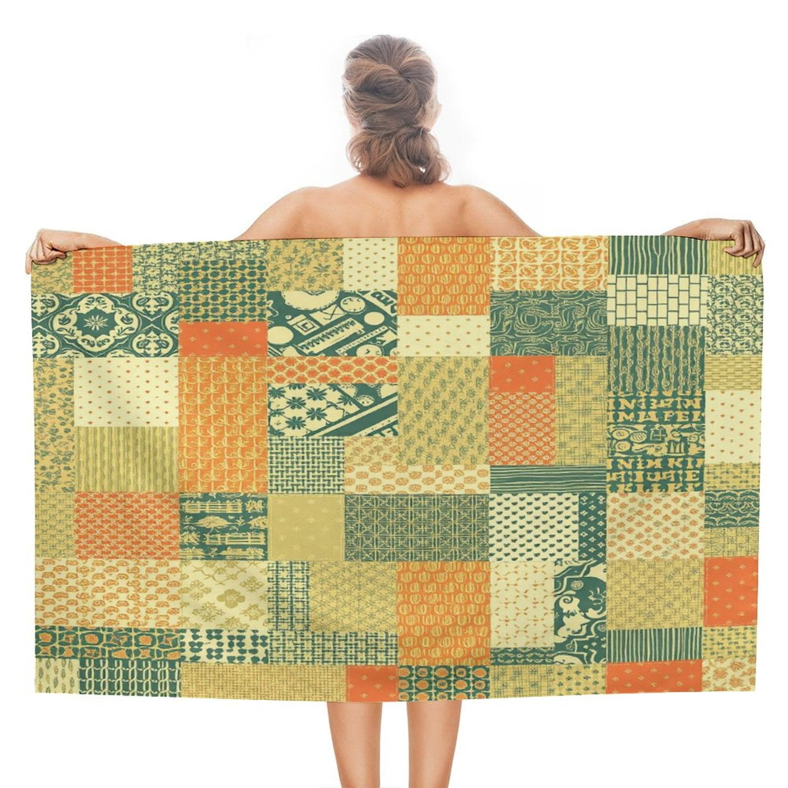 Geometric Printing Beach Blanket Soft Absorbent Lightweight Long Wide ...