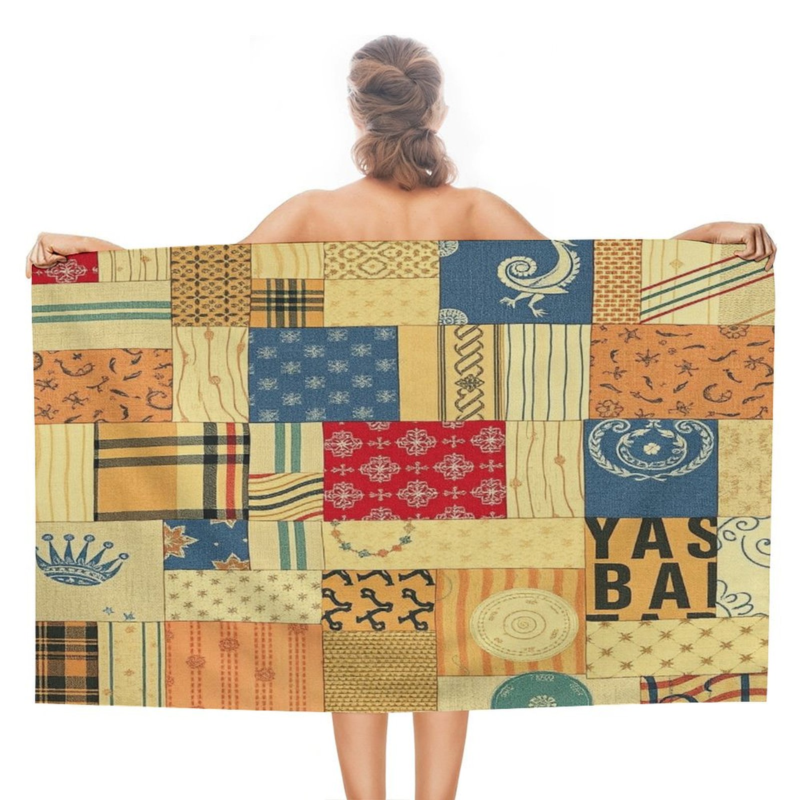 Geometric Printing Beach Blanket Soft Absorbent Lightweight Long Wide ...