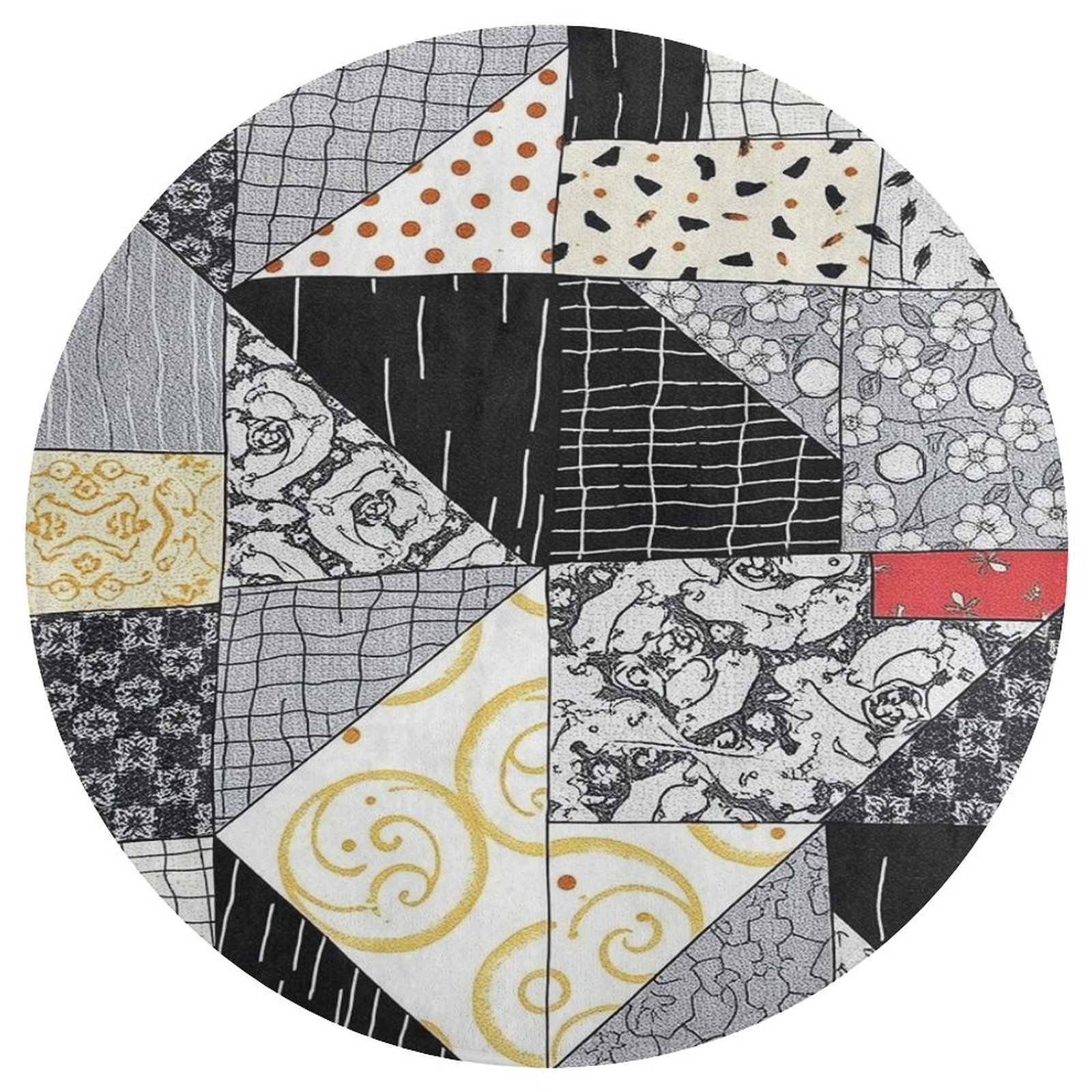 Geometric Printing Round Area Rug Floor Carpets Washable Indoor Floor ...