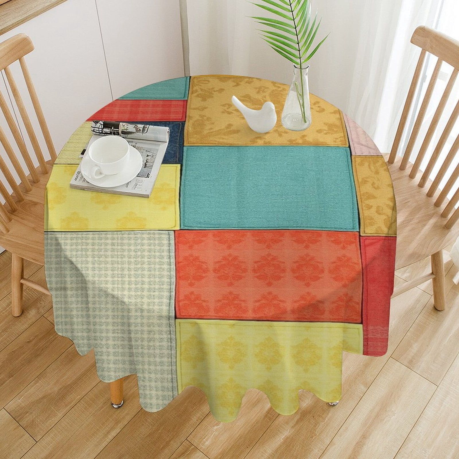 Geometric Printing Table Cloth Round PVC Wedding Kitchen Dining Desk ...