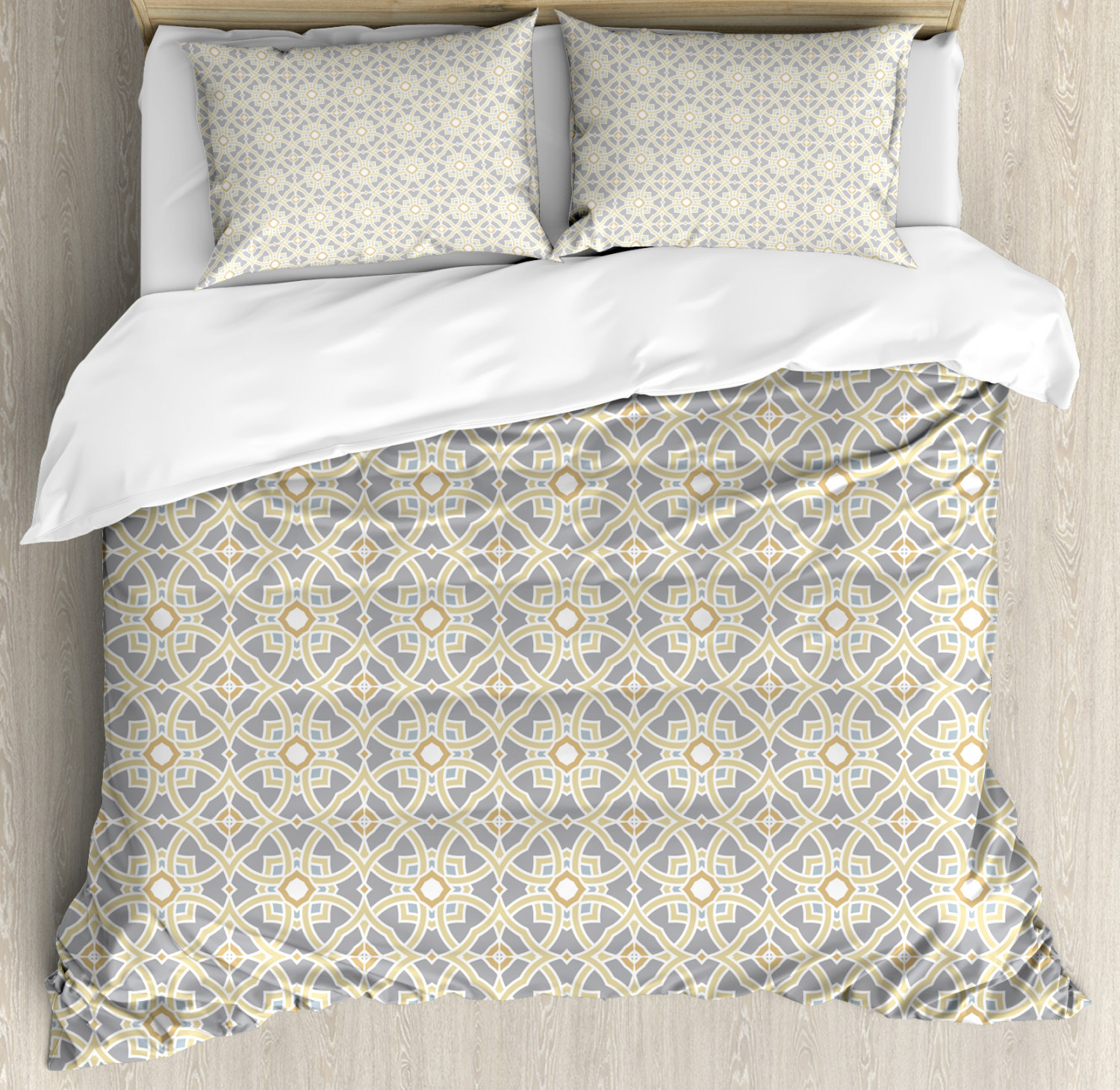 Geometric Queen Size Duvet Cover Set, Arabesque Moroccan Floral ...