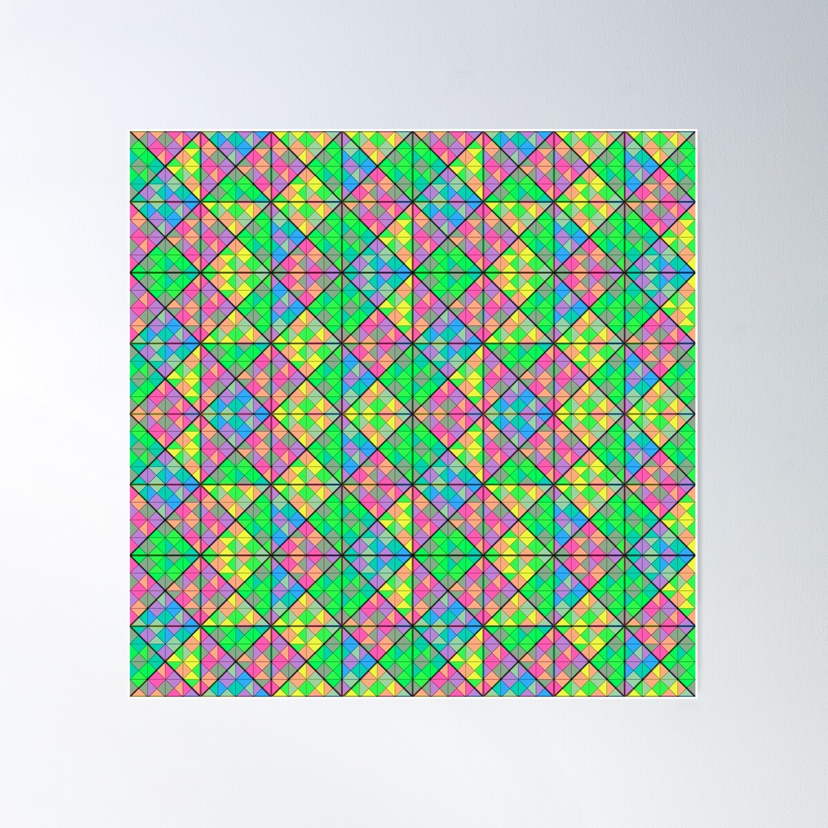 Geometric Quilt Poster Wall Art, Modern Wall Decor For Living Room ...