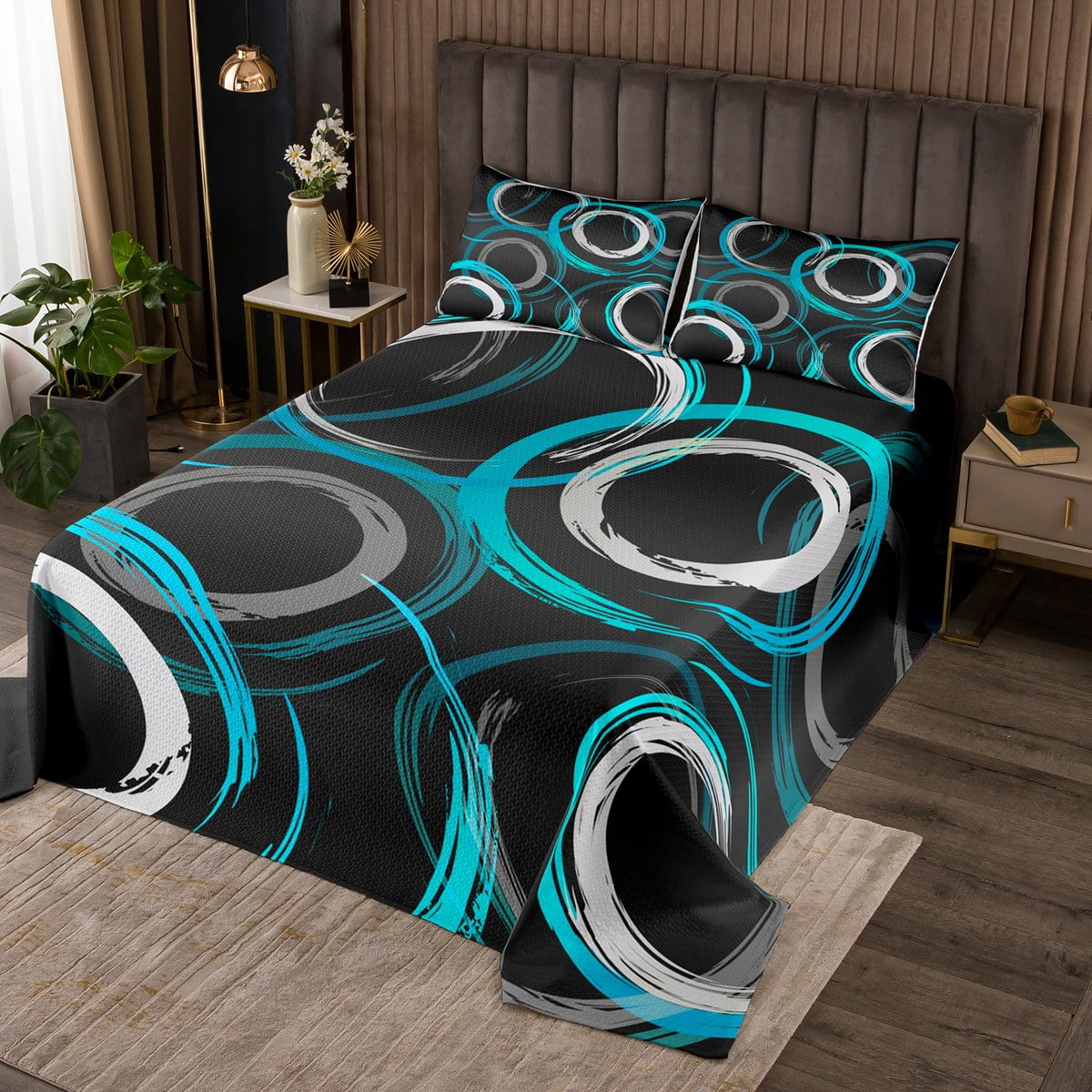 Geometric Quilt Set for Kids Boys Girls,Mid Century Swirl Circle ...