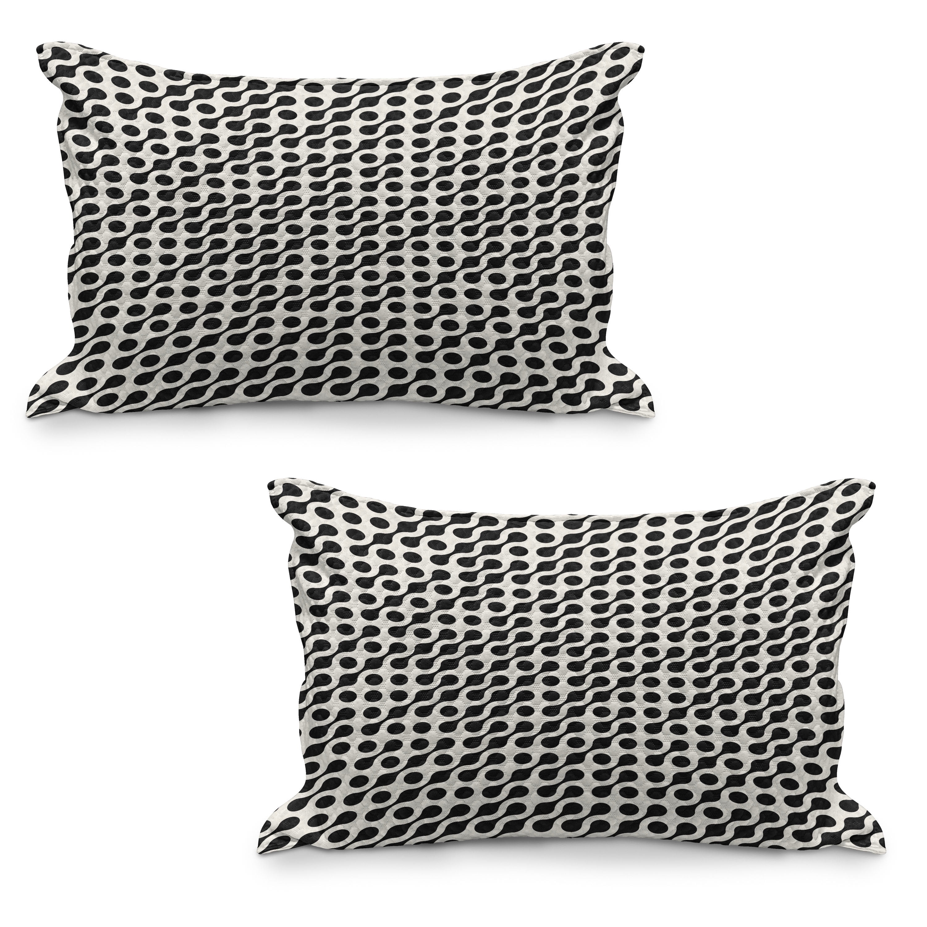 Geometric Quilted Pillowcover Set of 2, Diagonal Rounded Circles ...