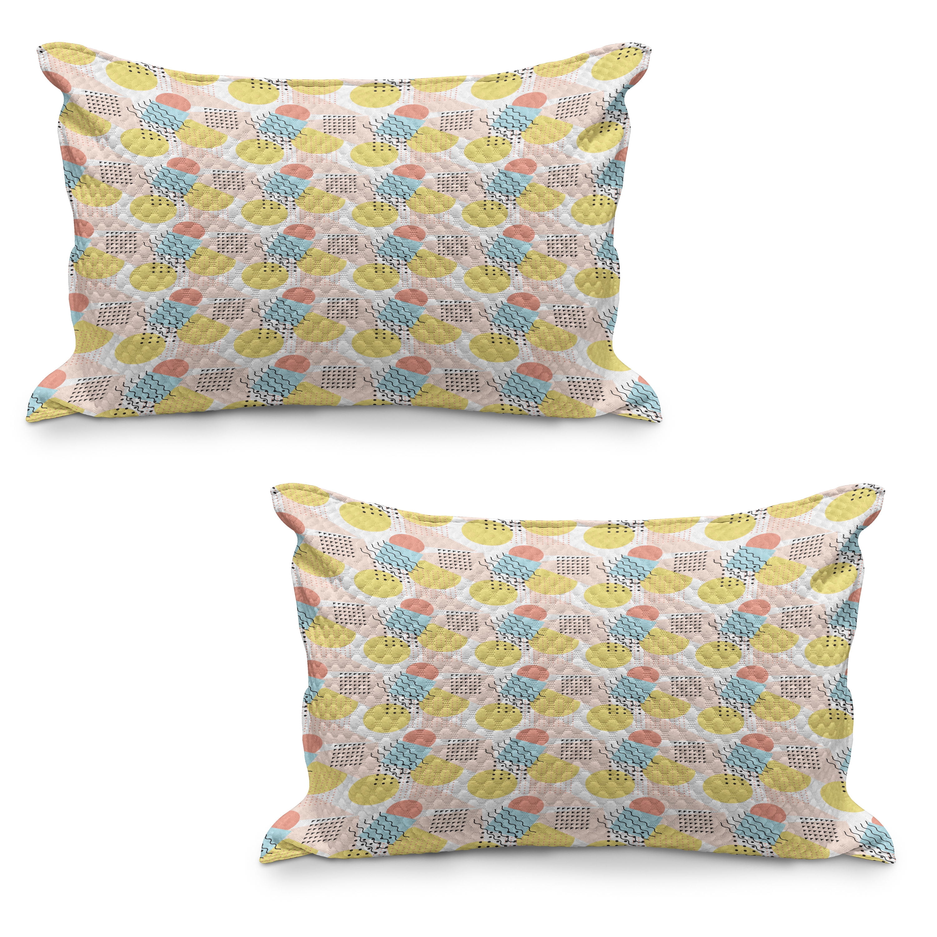 Geometric Quilted Pillowcover Set of 2, Modern Illustration with ...