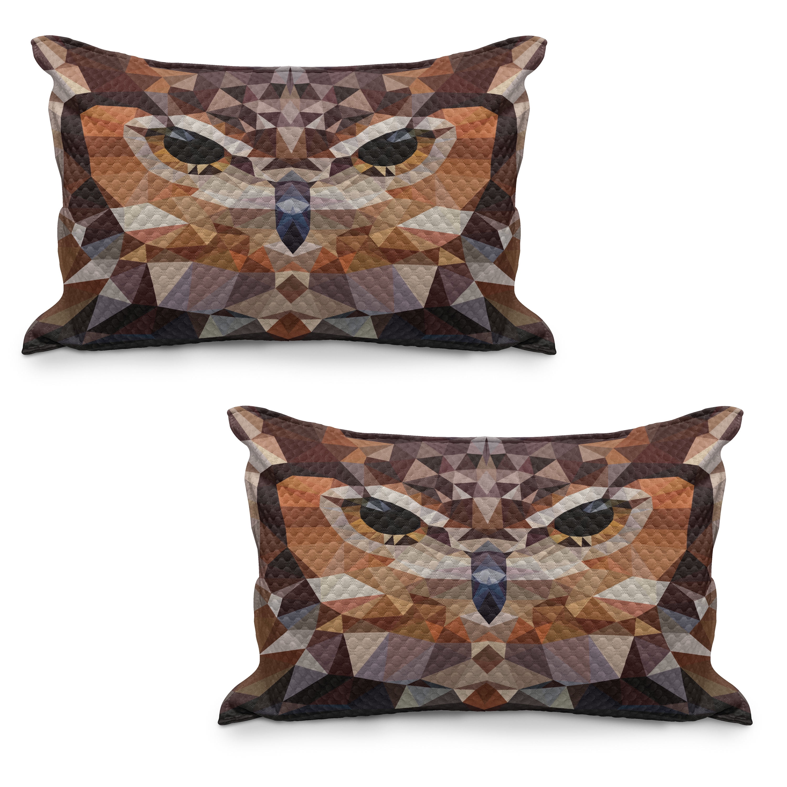 Geometric Quilted Pillowcover Set of 2, Mosaic Owl Head in Linked ...
