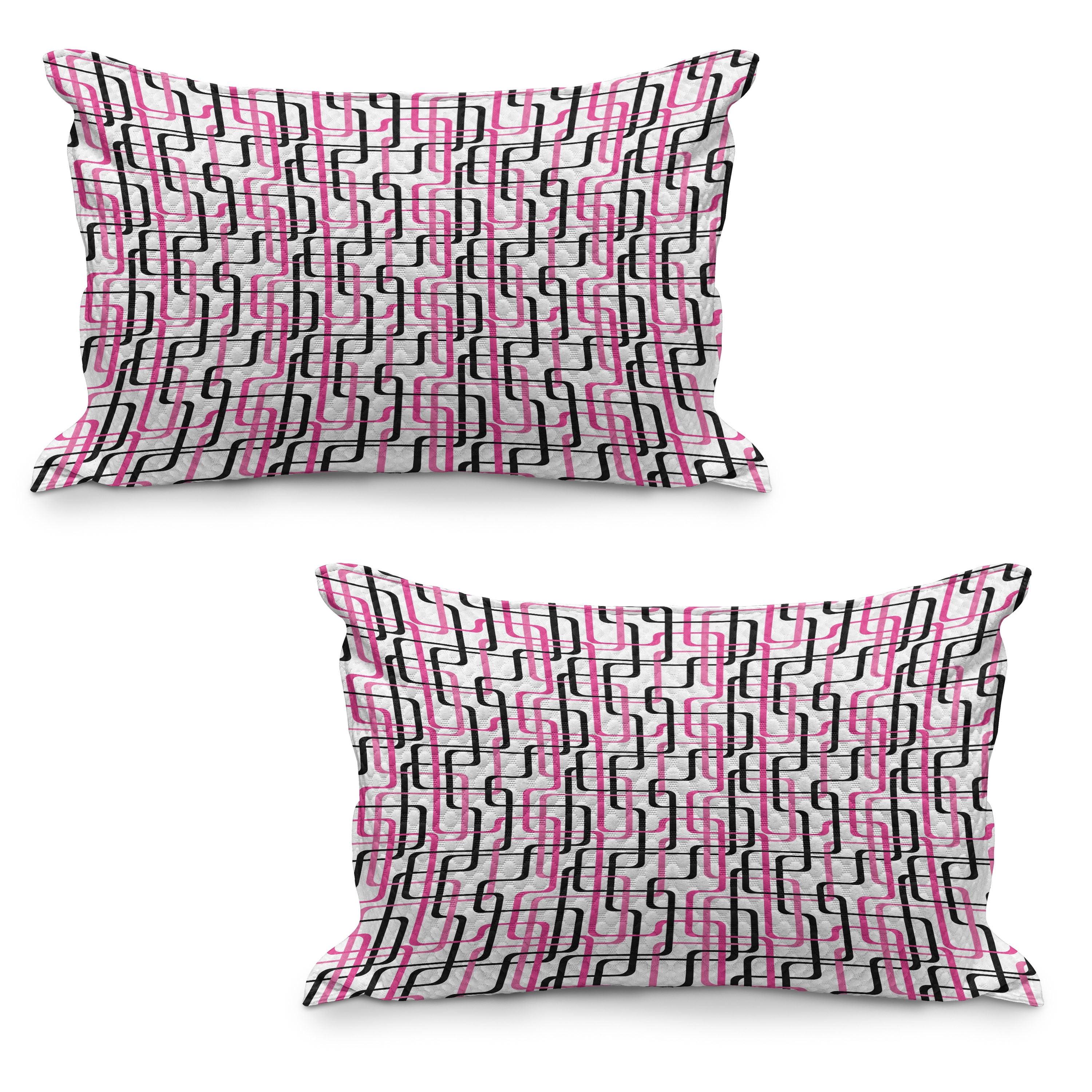 Geometric Quilted Pillowcover Set of 2, Sixties Inspired Wavy Lines ...