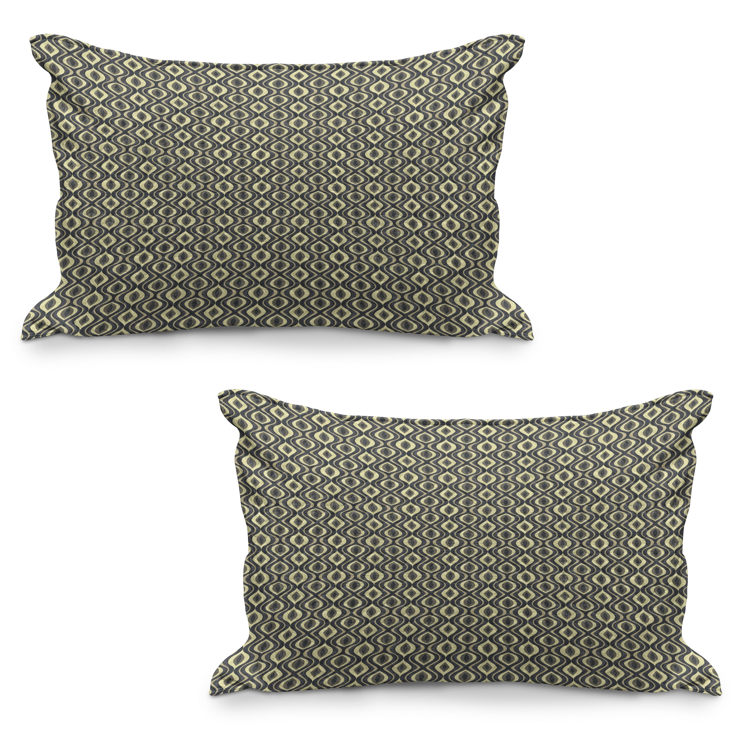Geometric Quilted Pillowcover Set of 2, Wavy Vertical Old Fashion ...
