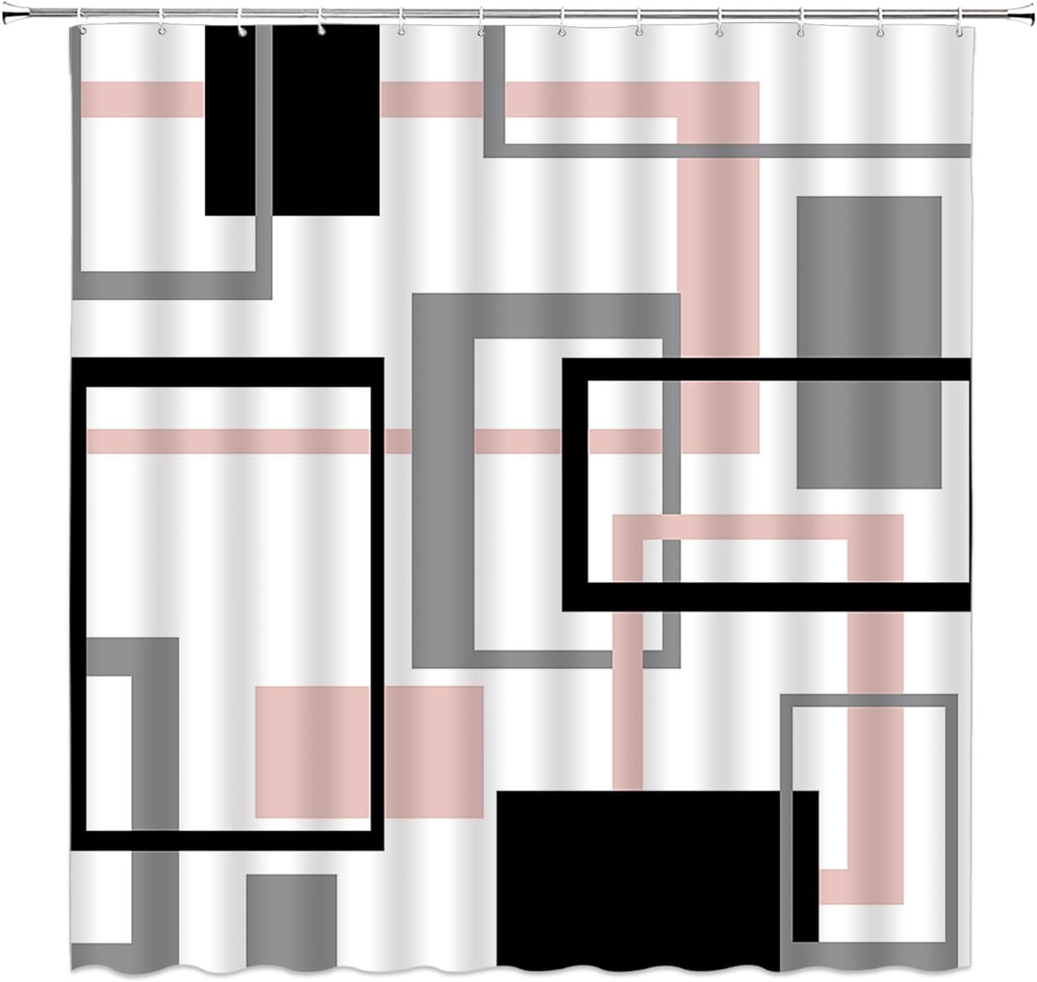 Geometric RV Shower Curtain Pink Gray Black White Geometry Abstract ...