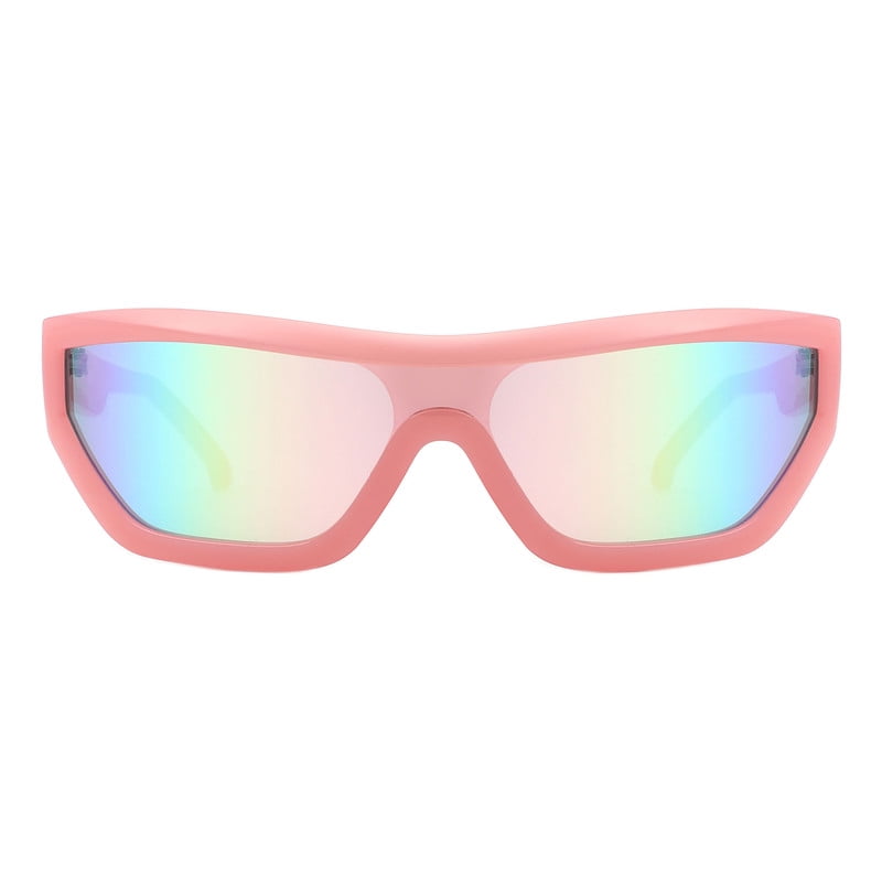 Geometric Rectangular Sunglasses Unisex Modern Wrap Around UV400 Pink ...