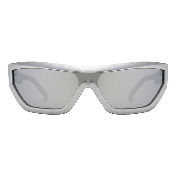 Geometric Rectangular Sunglasses Unisex Modern Wrap Around UV400 Silver ...