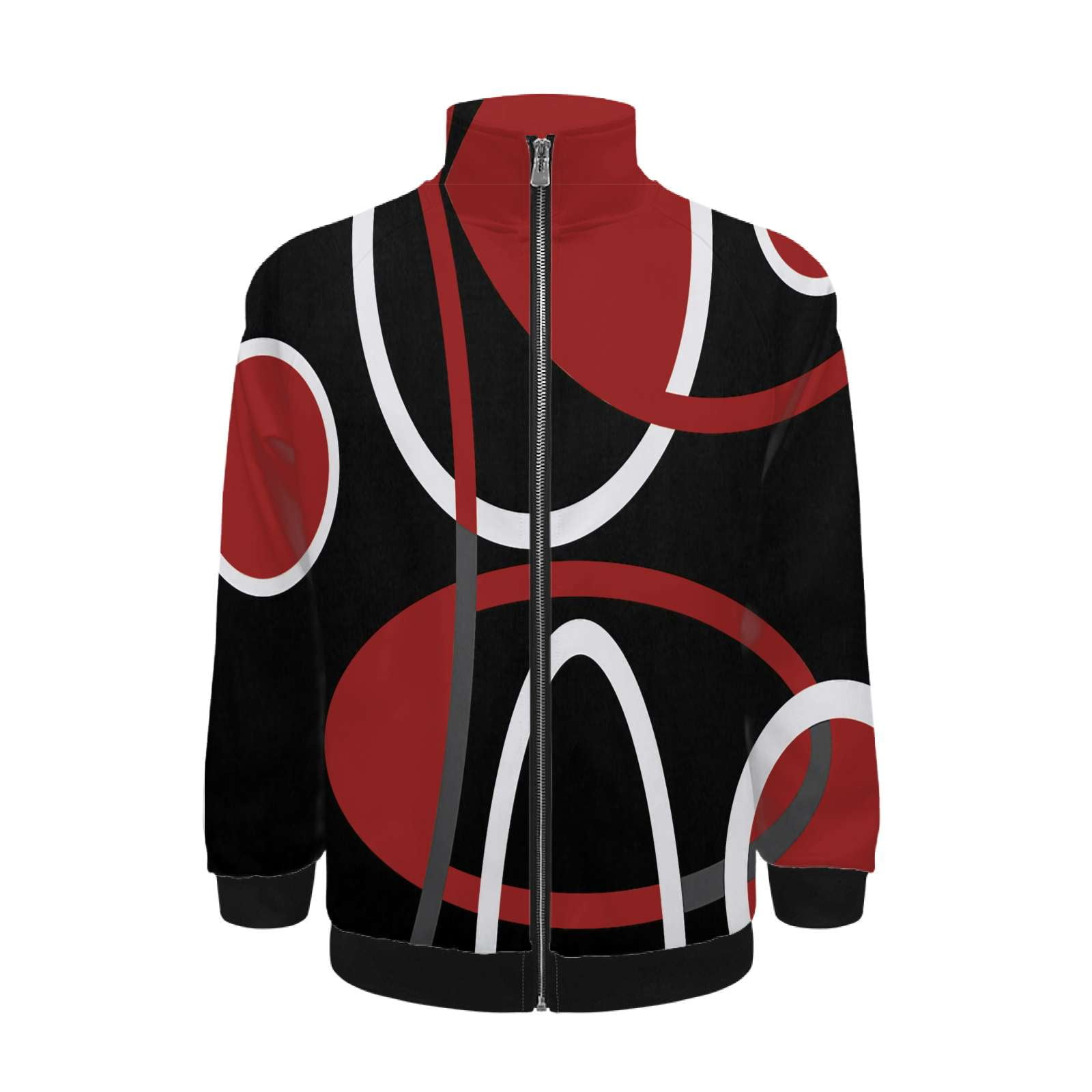 Geometric Red Black Modern Abstract Minimalist Circular Line Jacket Men ...