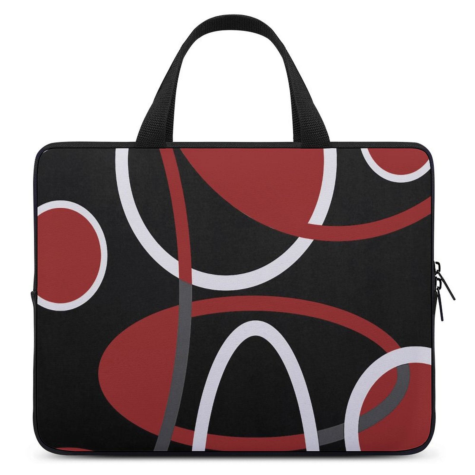 Geometric Red Black Modern Abstract Minimalist Circular Line Laptop Bag ...