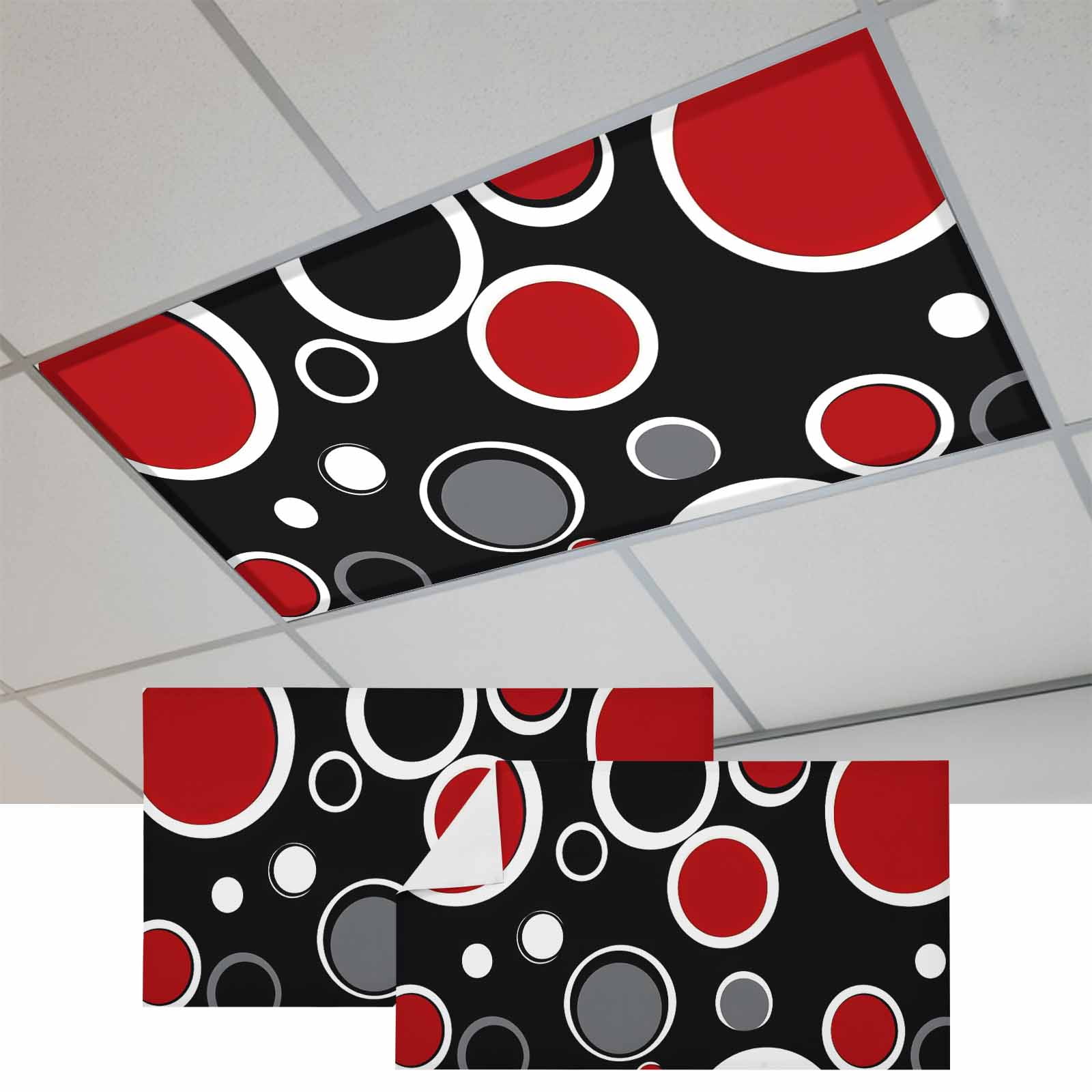 Geometric Red Magnetic Fluorescent Light Covers for Ceiling Lights ...