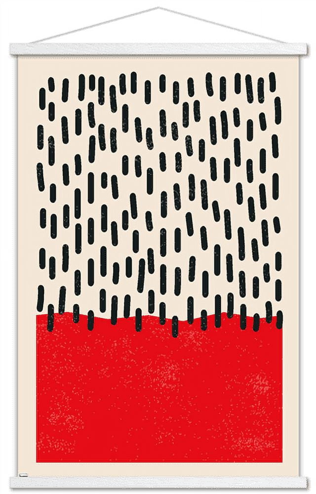 Geometric - Red Wall Poster with Wooden Magnetic Frame, 22.375" x 34 ...