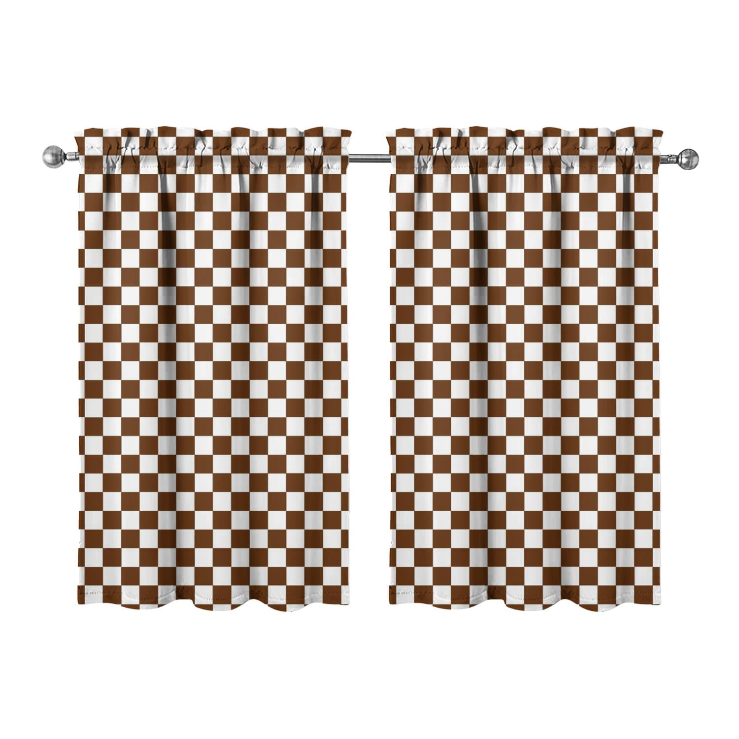 Geometric Retro Kitchen Curtains 2 Pack 27.5Wx39L Inch Tier Panels Semi ...