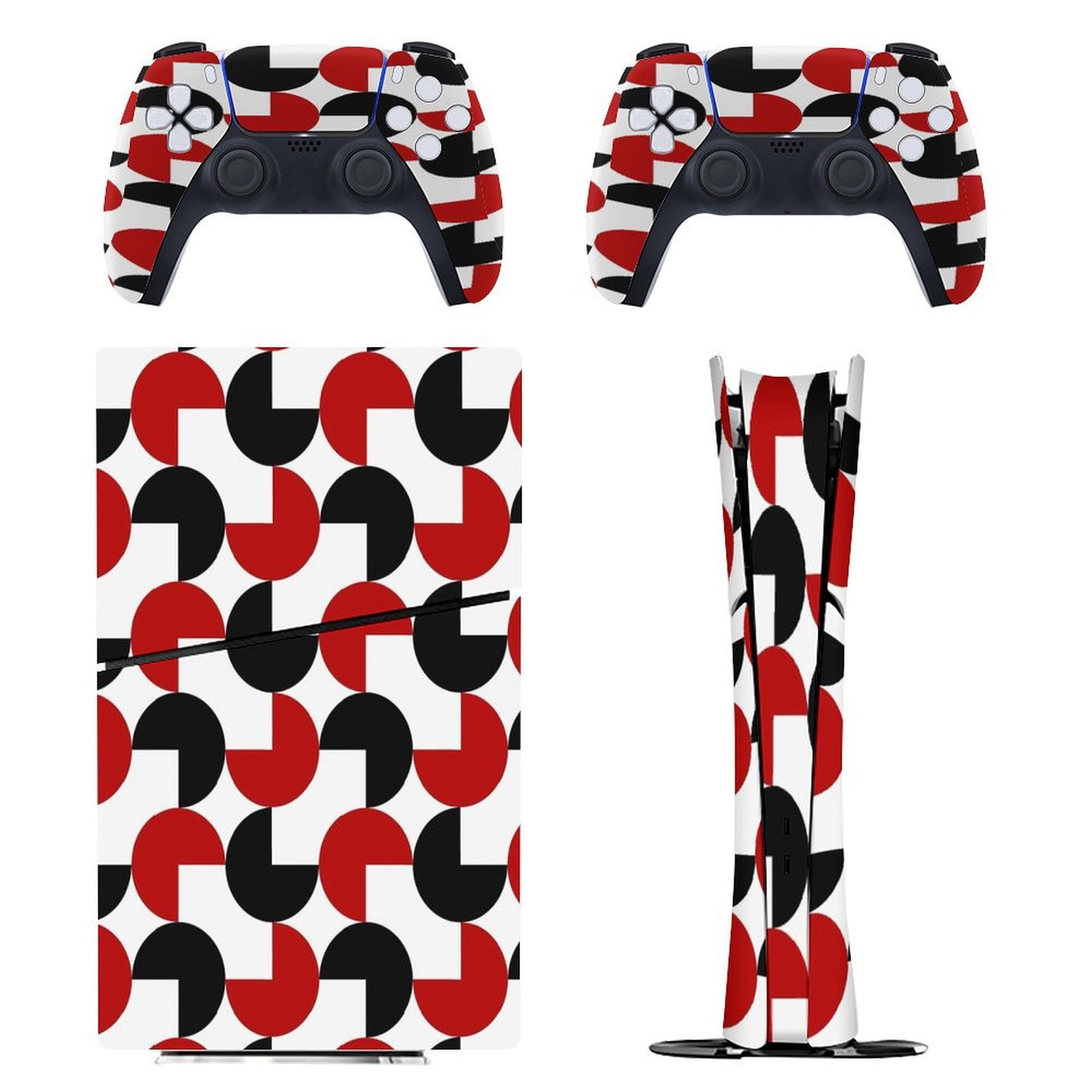 Geometric Retro Style Black Red White PS5/PS5 Pro/PS5 Slim Digital Disc ...